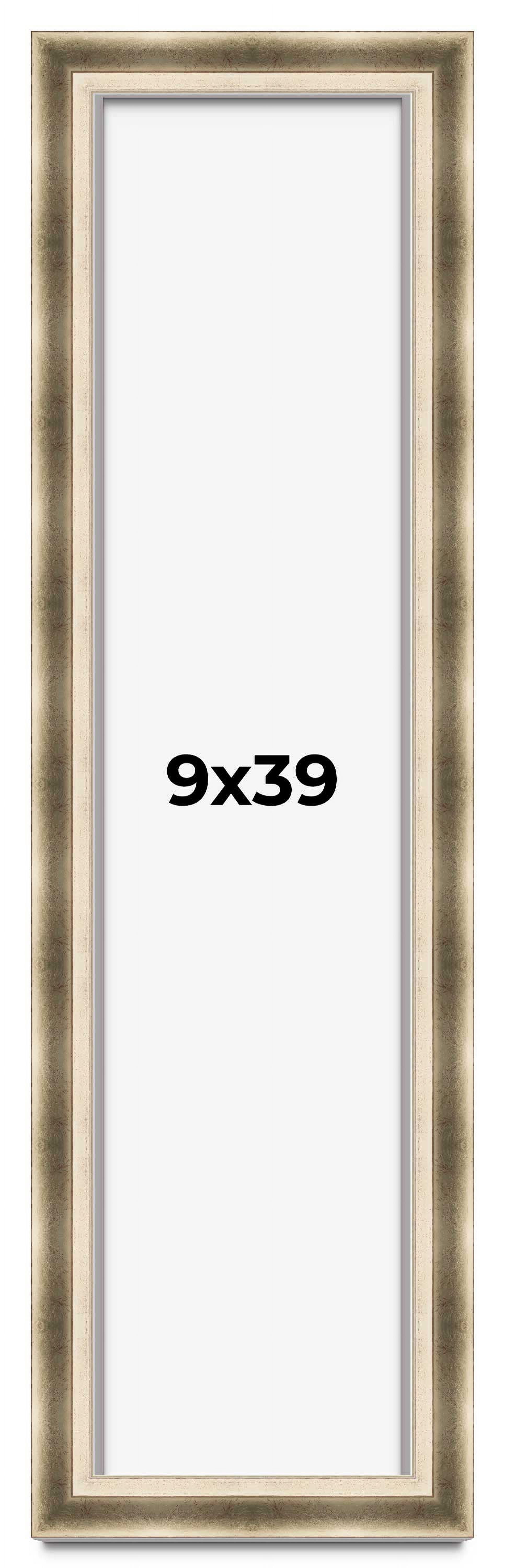 9x39 Shadow Box Frame Silver | 1.75 inches Deep Real Wood Traditional ...