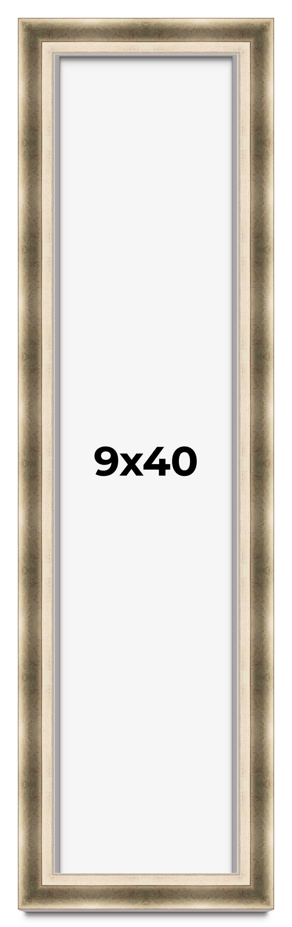 9x40 Shadow Box Frame Silver | 1.75 inches Deep Real Wood Traditional ...