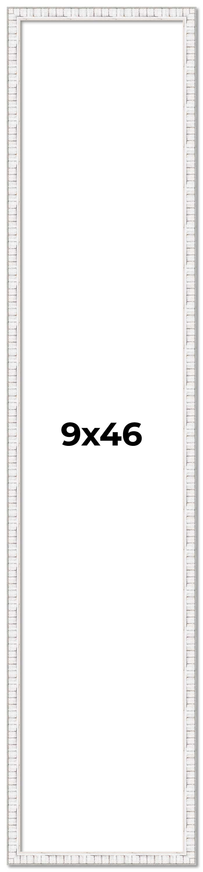 9x46 Frame White Scuffed Rustic Solid Wood Picture Frame | 0.75 Inch ...