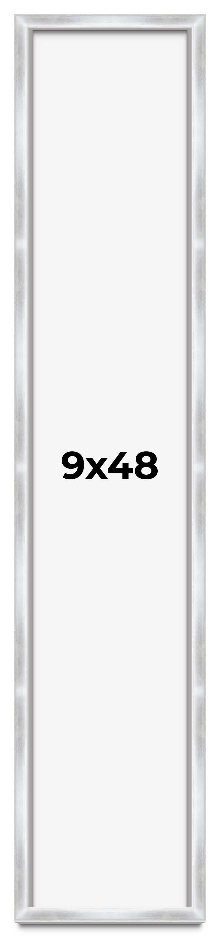 9x48 Frame Silver Whitewashed Wood Grain Solid Wood Shadow Box | 0.75 ...