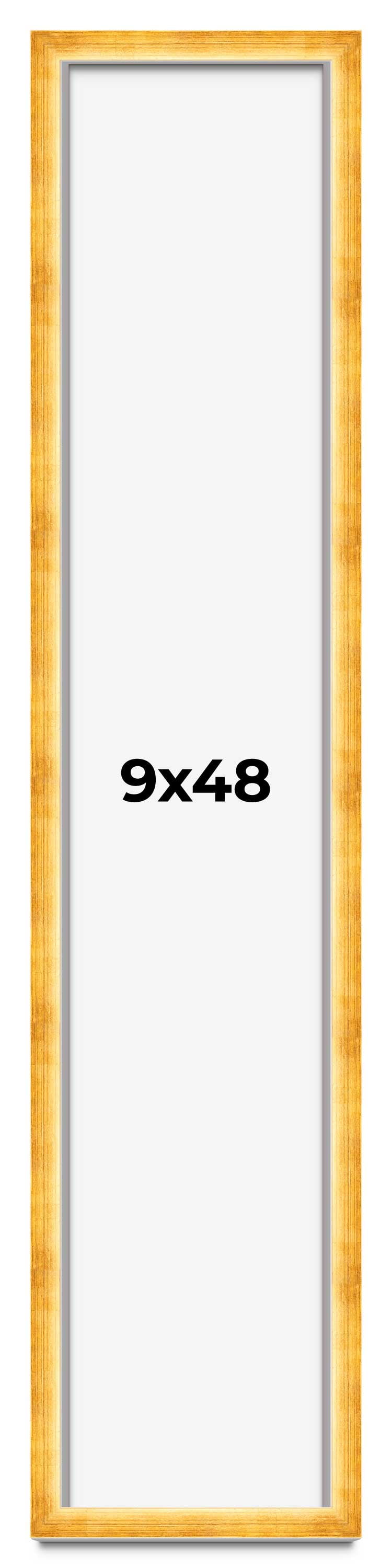 9x48 Shadow Box Frame Gold | 1.625 Inches Deep Real Wood Traditional ...