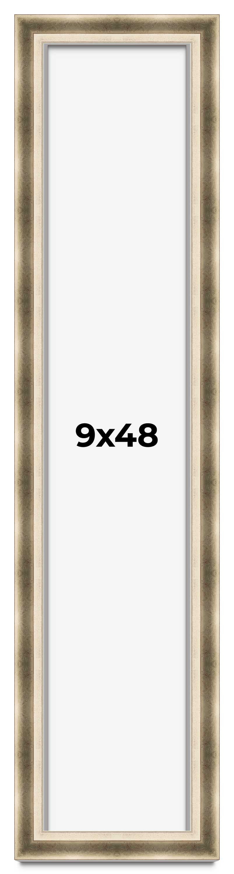 9x48 Shadow Box Frame Silver | 1.75 inches Deep Real Wood Traditional ...