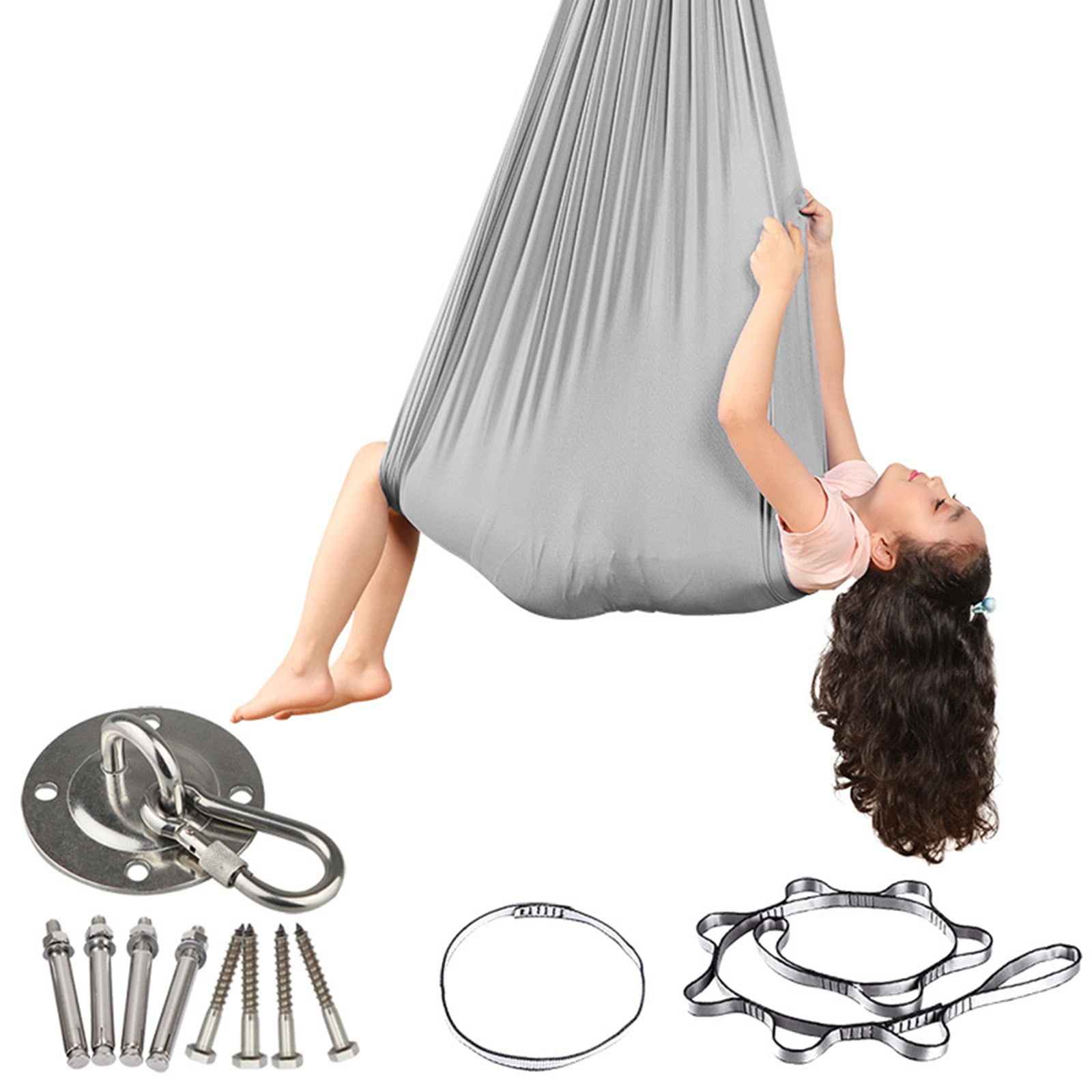 9x5-Foot Gray Kids Hammock Swing - Indoor/Outdoor Hanging Pod Seat with ...