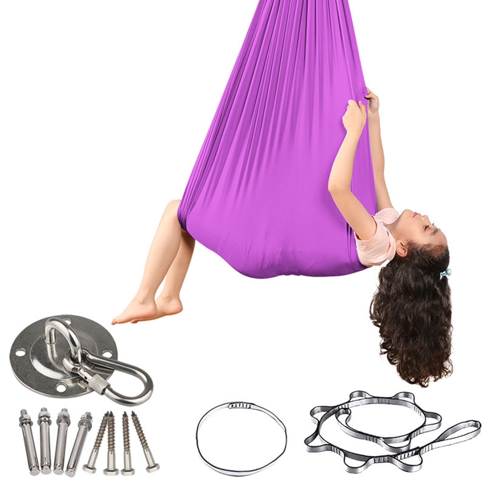 9x5-Foot Purple Kids Hammock Swing - Indoor/Outdoor Hanging Pod Seat ...