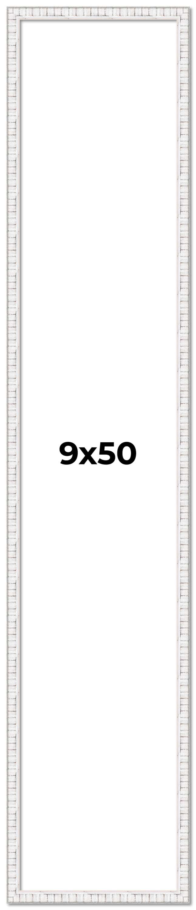 9x50 Frame White Scuffed Rustic Solid Wood Picture Frame | 0.75 Inch ...