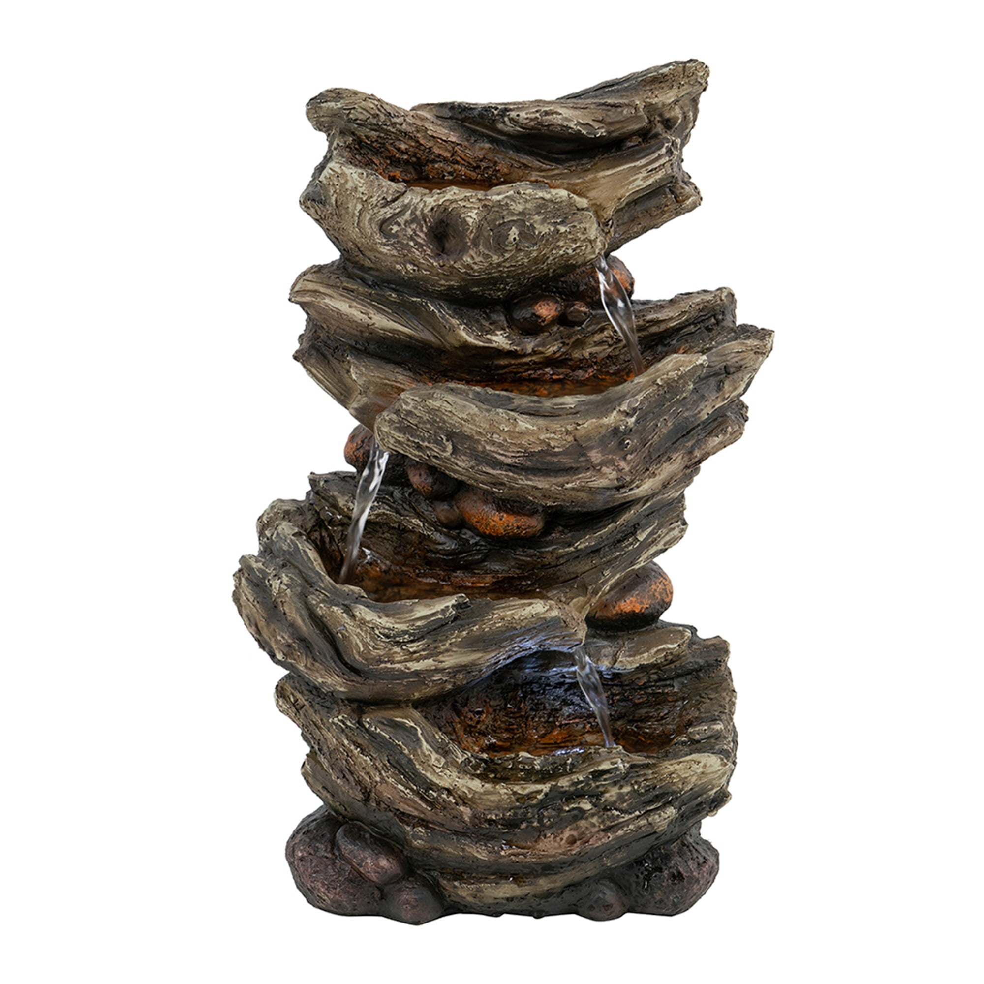9x5x14" Indoor Gray Stone Fountain, 7-Tier Polyresin Laminated Rock ...
