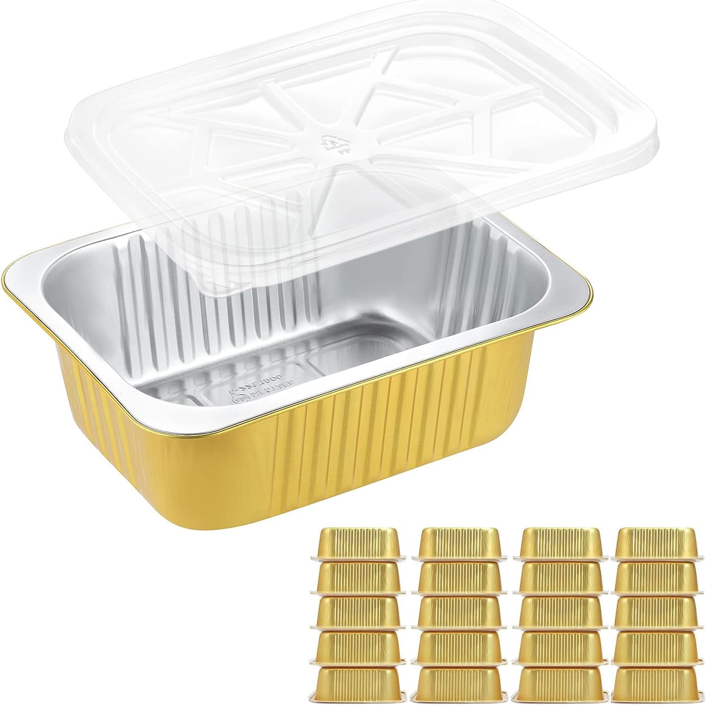 9x6.5 Sturdy Foil Pans + Snap-On Lids (20 Pack) | 2X Thicker Heavy Duty ...