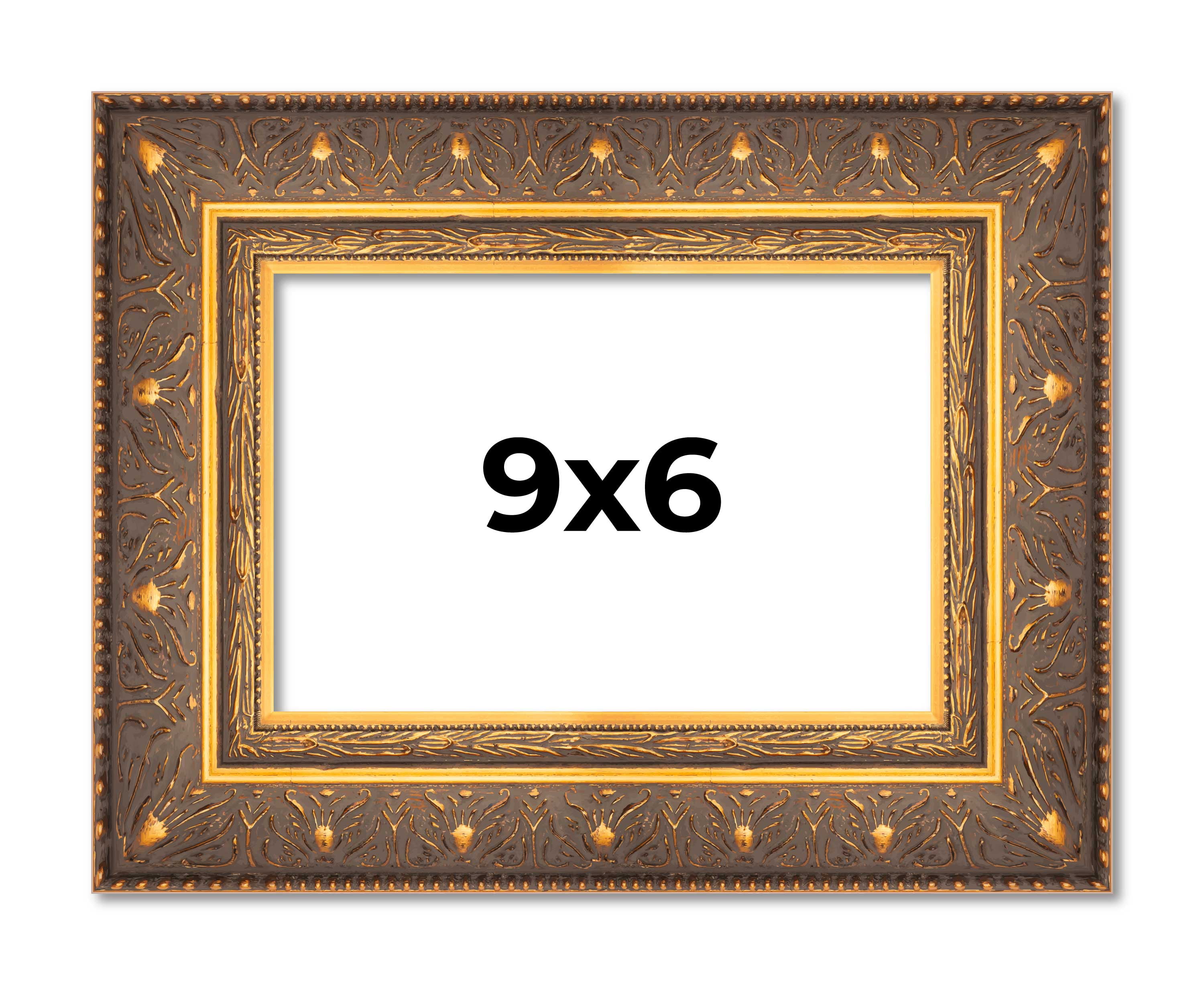 9x6 Frame Vintage Gold Solid Wood Picture Frame | 2.5 Inch Moulding ...