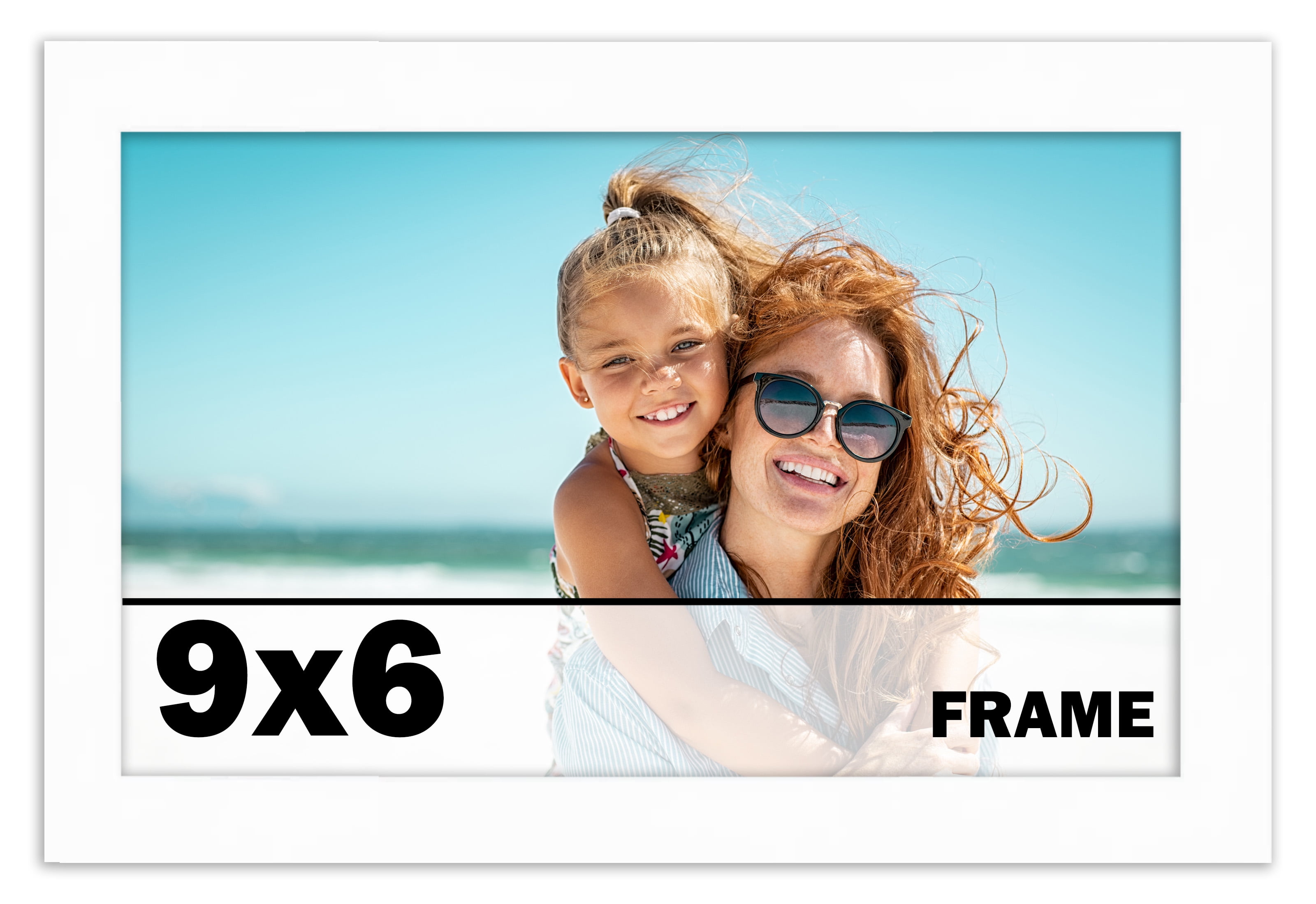 9x6 Frame White Solid Wood Picture Frame Includes UV Acrylic Shatter ...