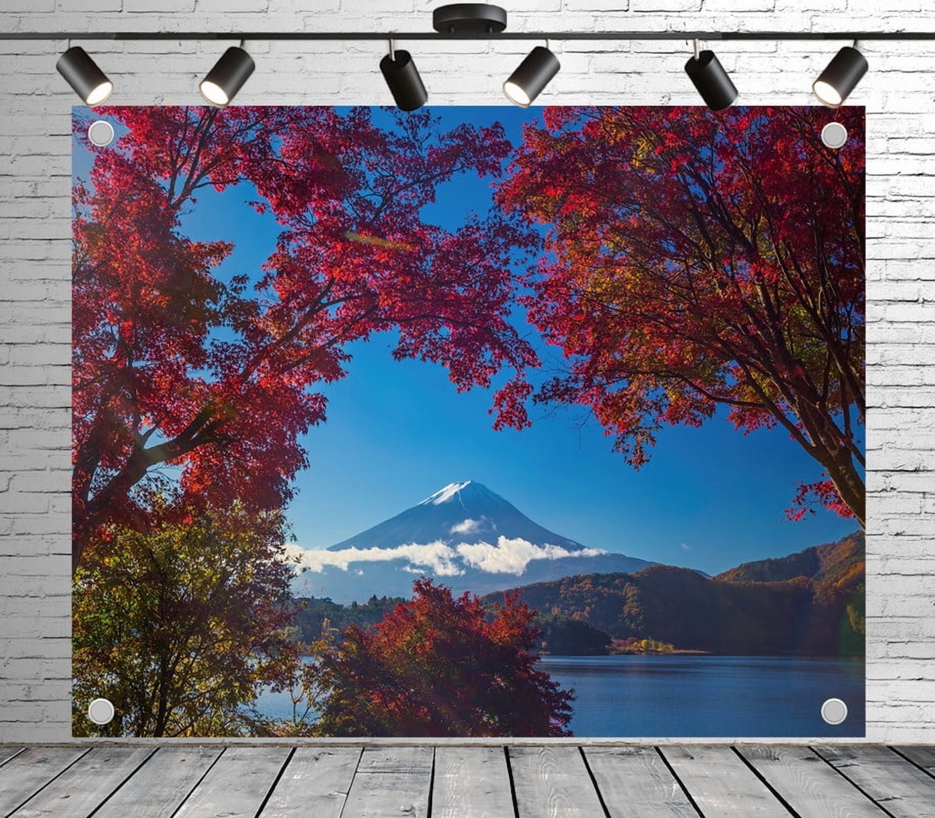 9x6ft Autumn Backdrop Maple Leaves Photo Backdrop Mount Fuji ...