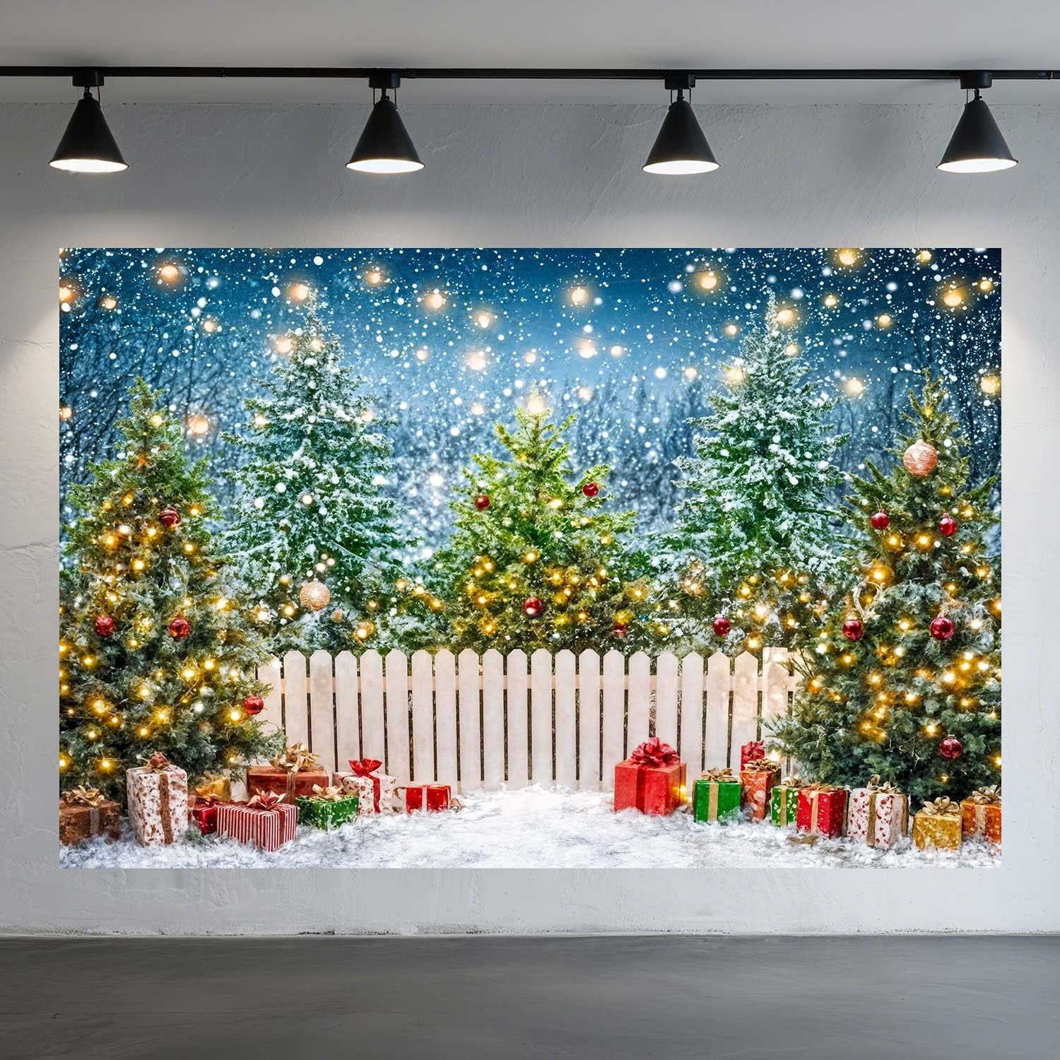 9x6ft Christmas Backdrop for Photography Winter Forest Green Xmas Tree ...