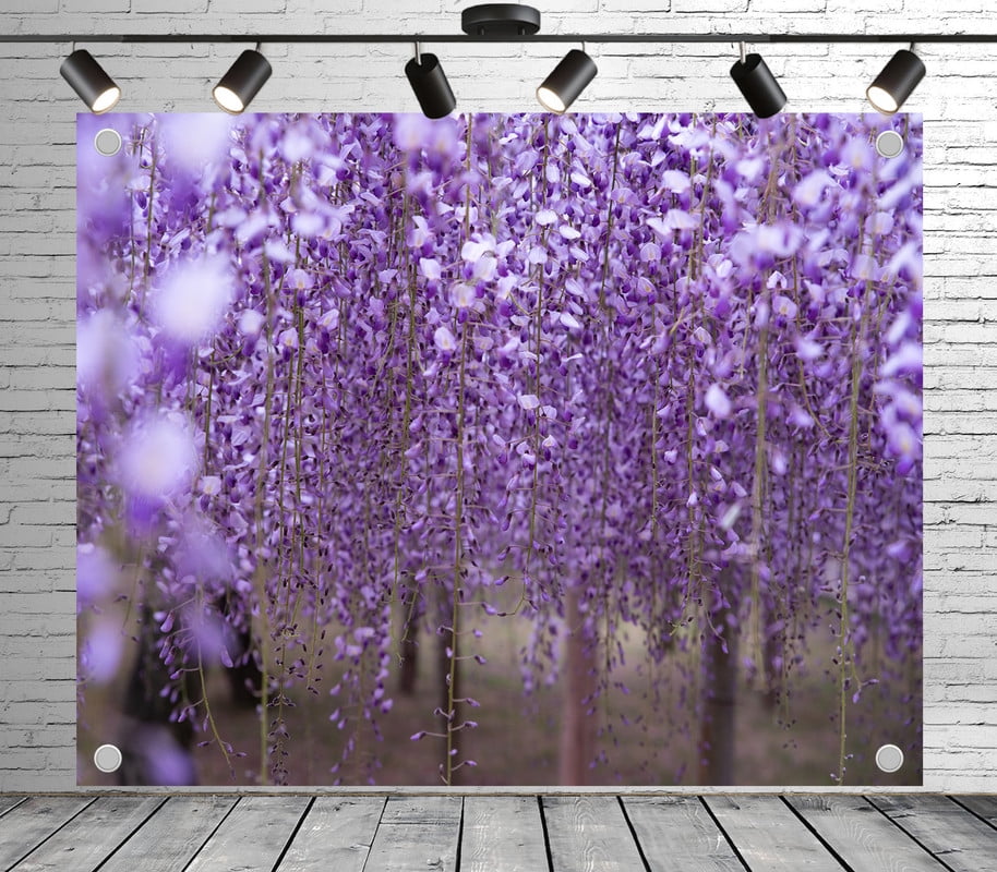 9x6ft Floral Backdrop Purple Blossom Cascade Scenery Photo Backdrop ...