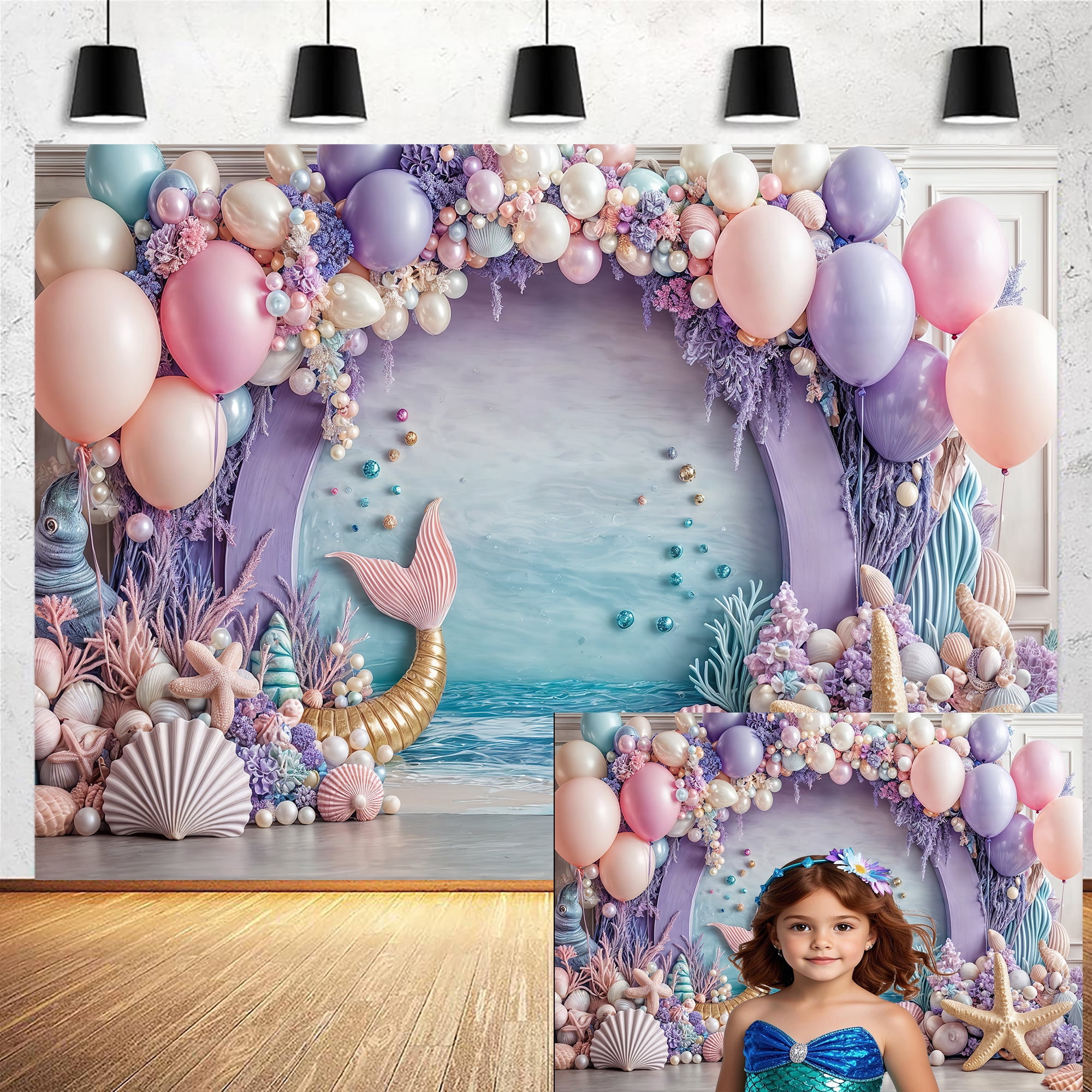 9x6ft Mermaid Backdrop for Girls Birthday Under The Sea Photography ...
