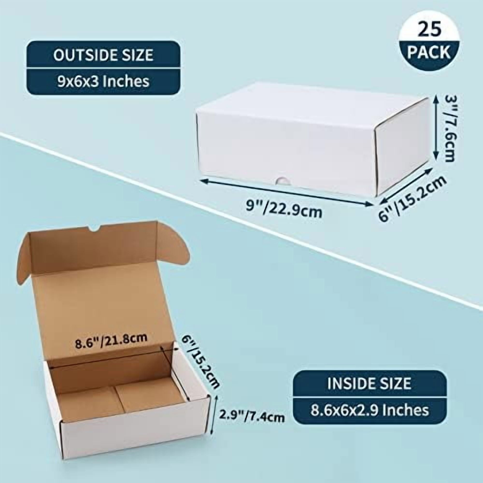 9x6x3 White Shipping Boxes 25 Pack for Small Business, Small Corrugated ...