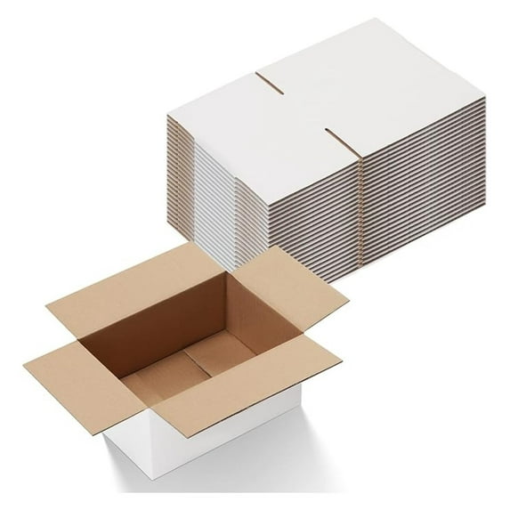 9x6x4 Shipping Boxes Set of 25, White Corrugated Cardboard Box for ...