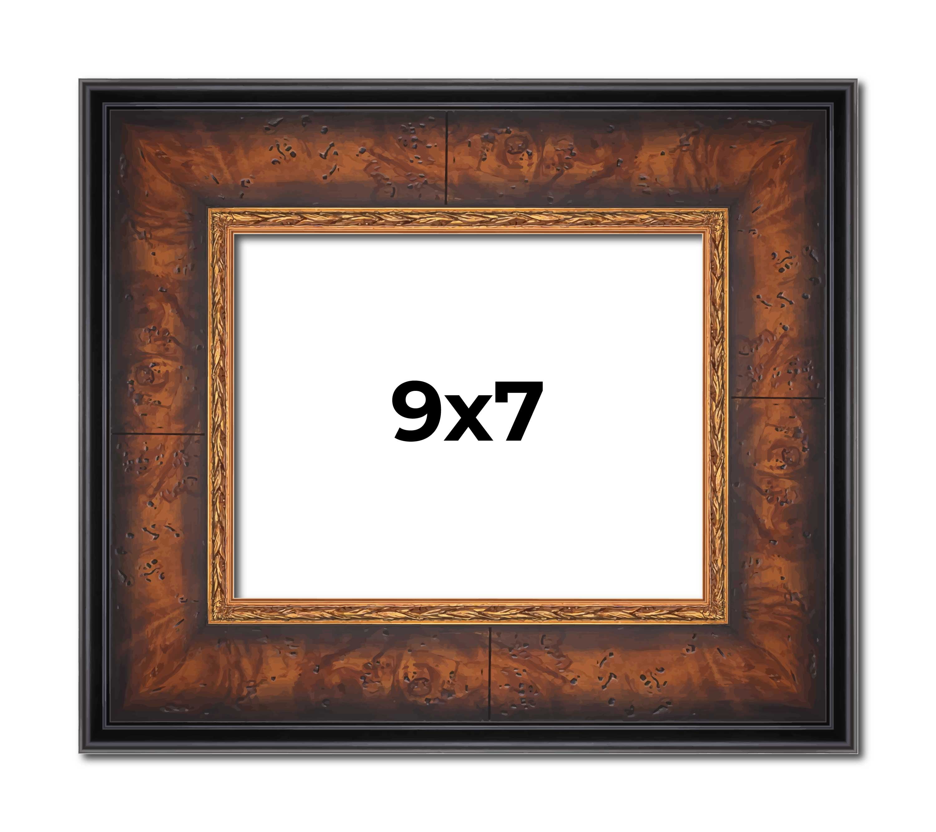 9x7 Frame Brown Walnut Gold Ornate Trim Solid Wood Plein Air Picture ...