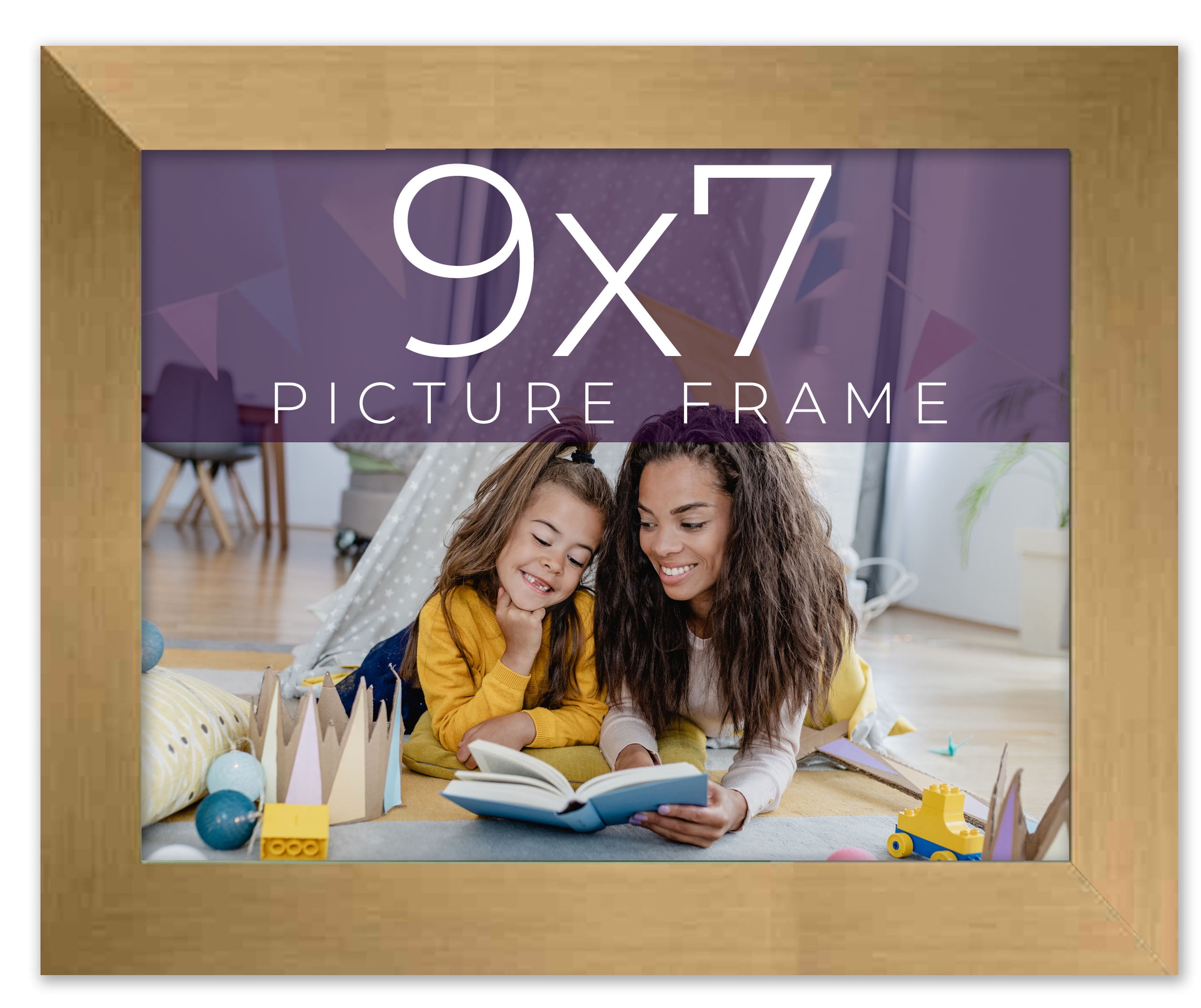 9x7 Frame Gold Bronze Solid Wood Picture Frame Width 0.75 Inches ...