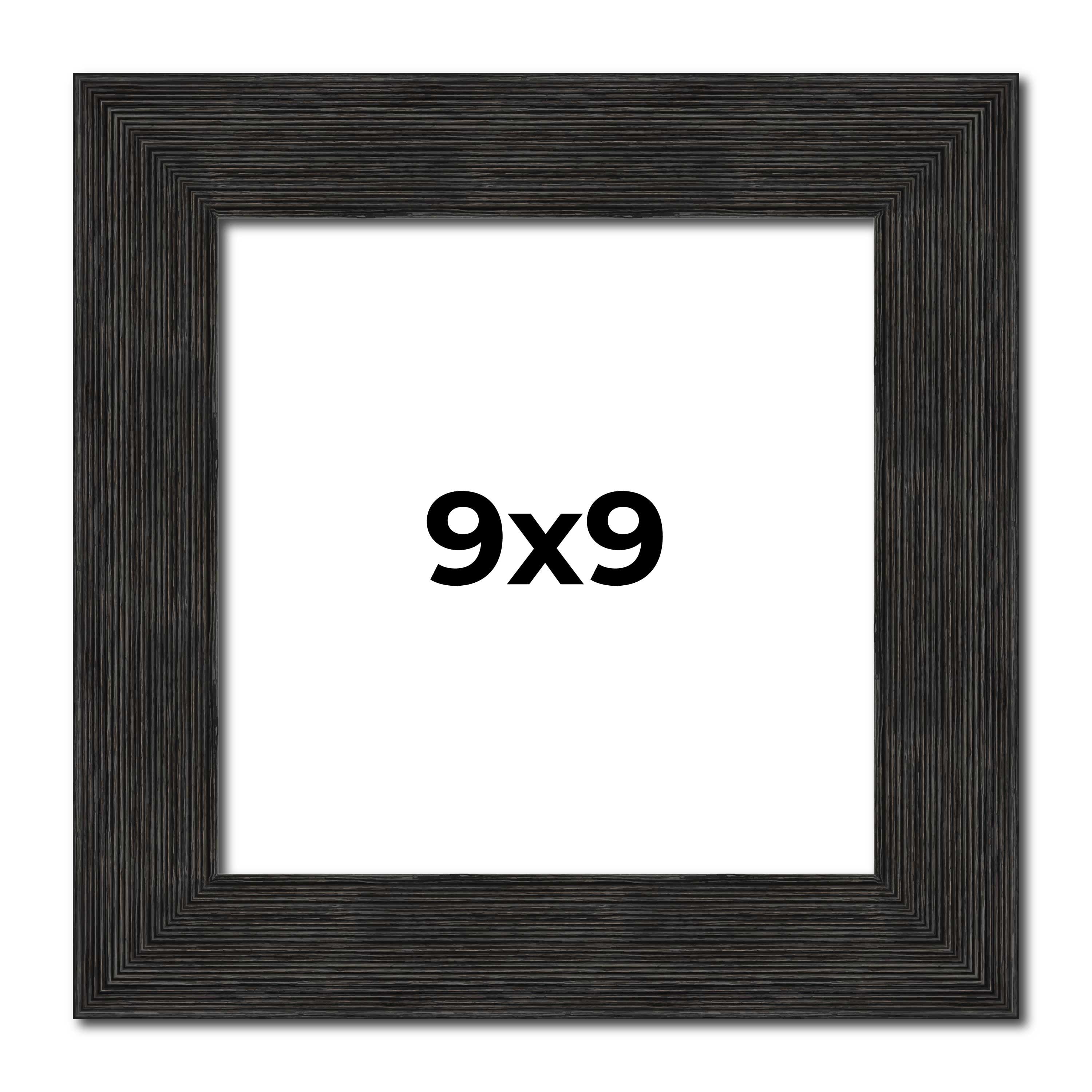 9x9 Distressed/Aged Black Complete Wood Square Picture Frame with UV ...