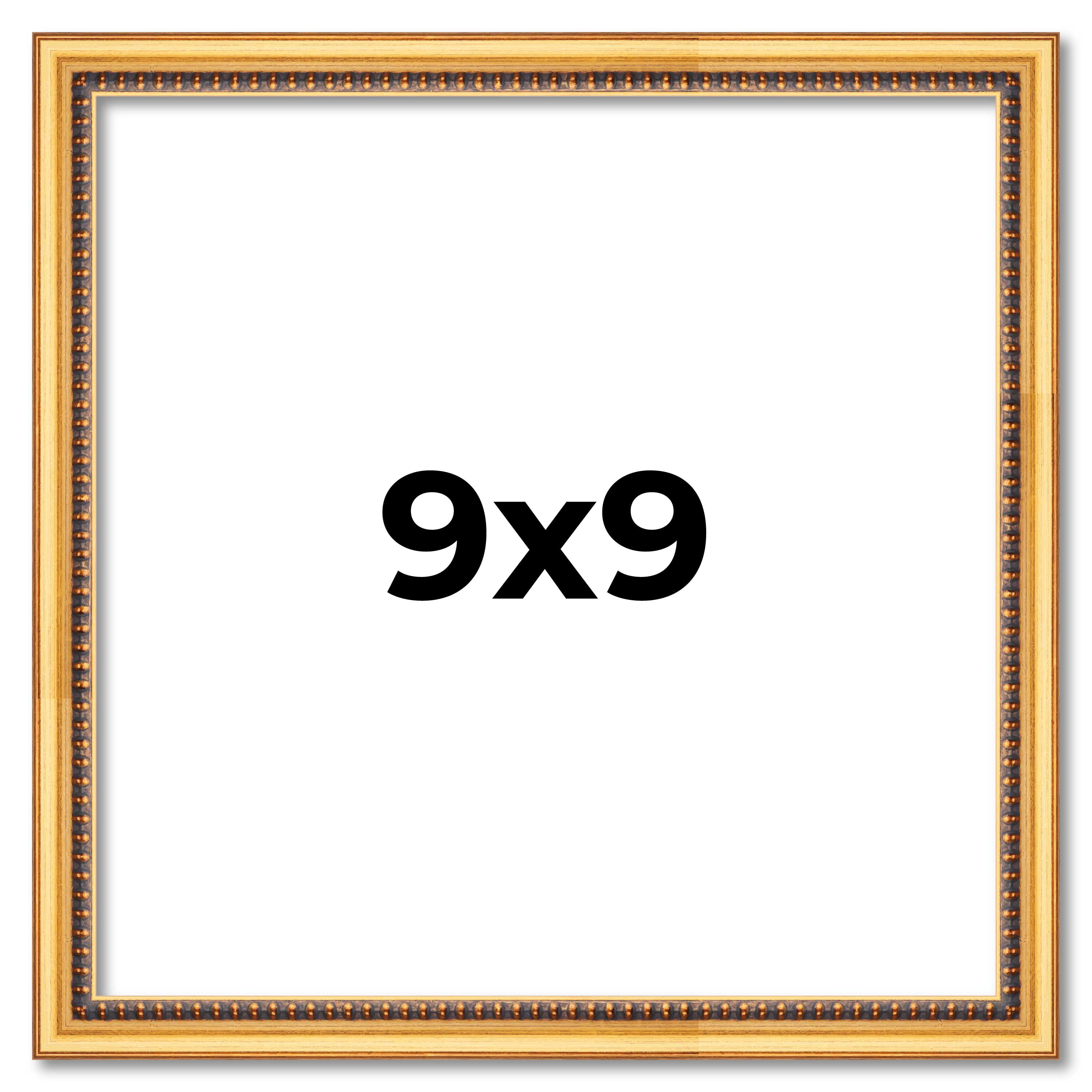 9x9 Frame Beaded Gold Solid Wood Picture Frame | 0.75 Inches Moulding ...