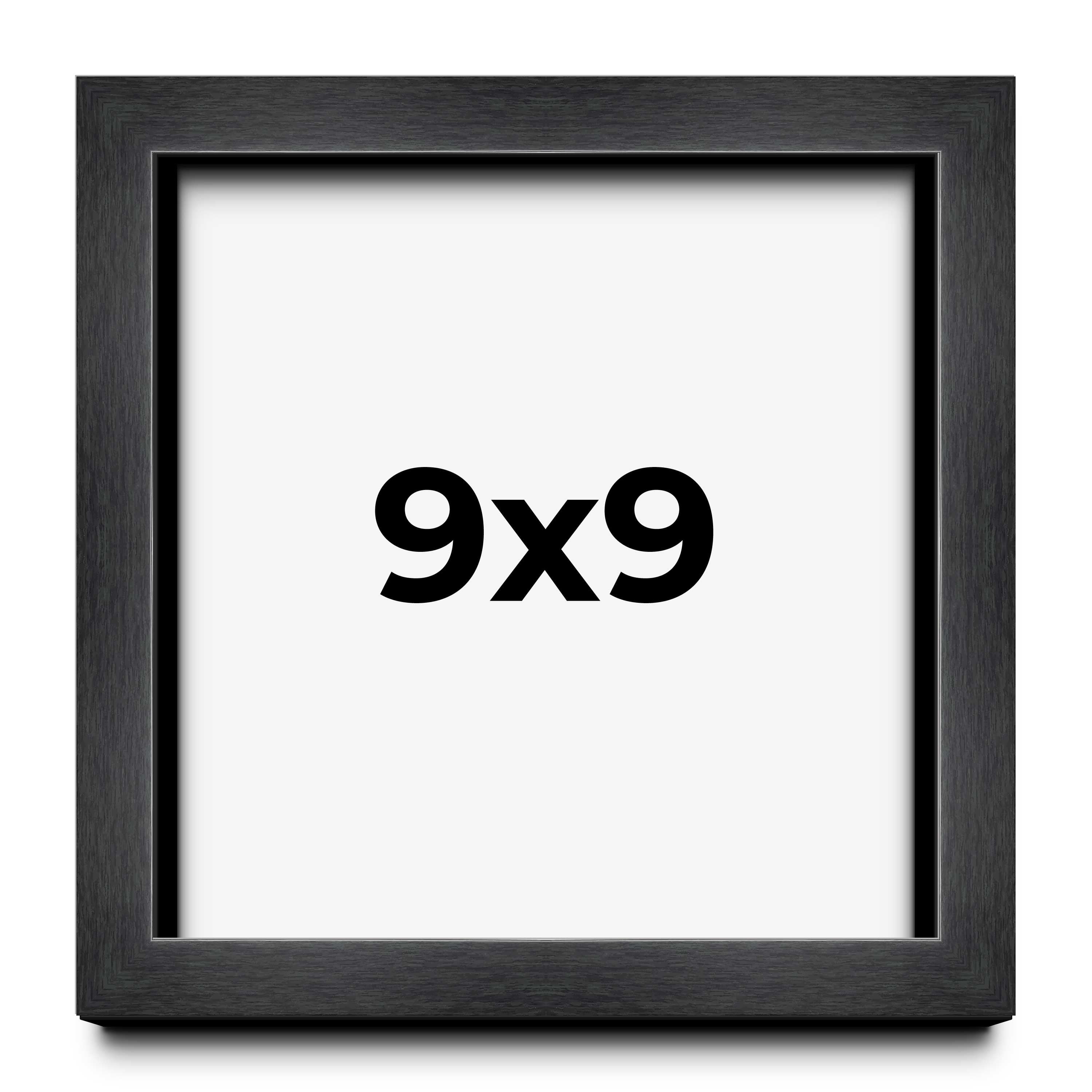 9x9 Frame Black Charcoal Grey Wood Textured Picture Frame | 0.75 Inch ...