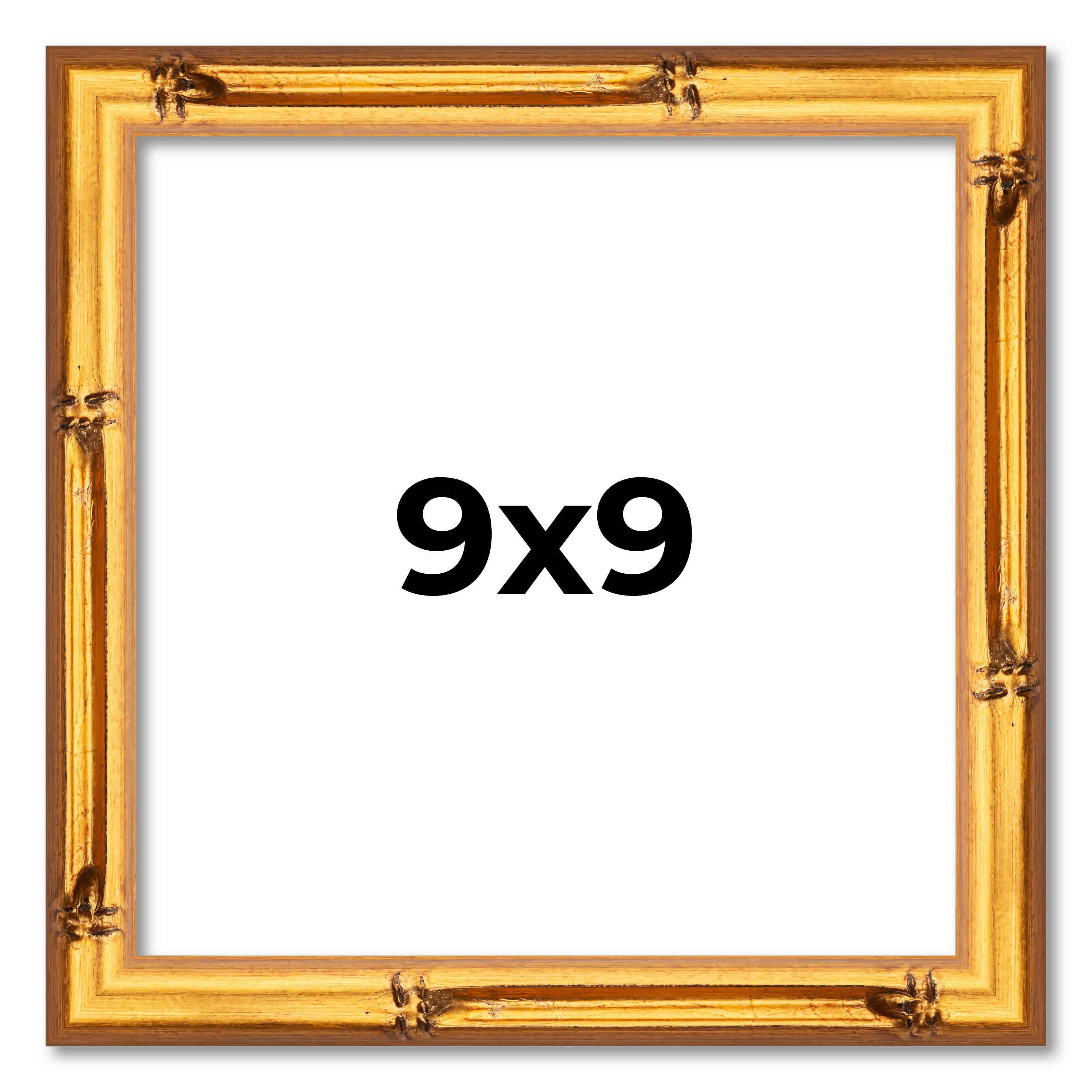 9x9 Frame Gold Bamboo Solid Wood Picture Frame | 1 Inch Moulding Width ...