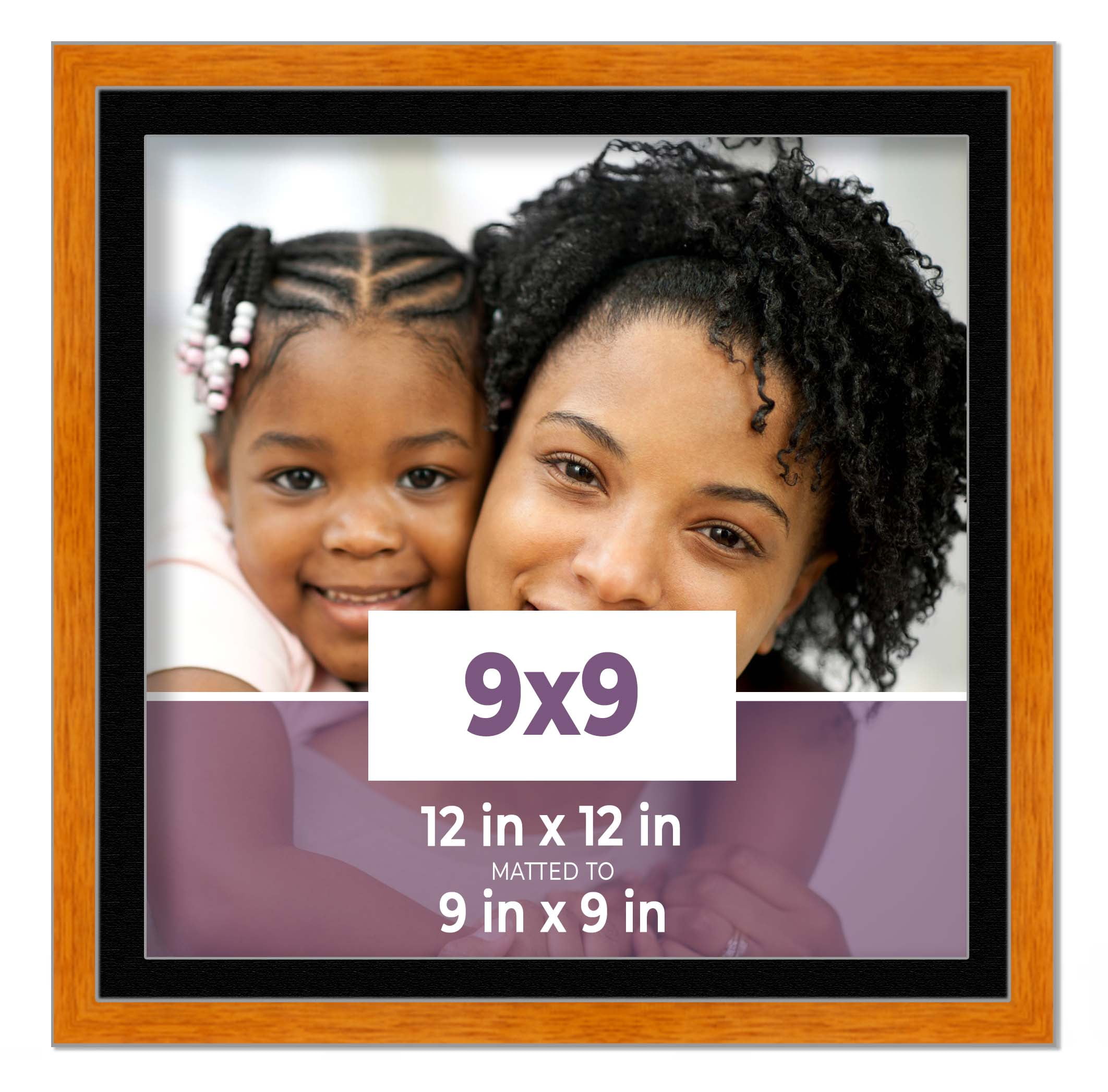 9x9 Frame Honey Pecan With Black Picture Mat For 9x9 Photo - Honey ...