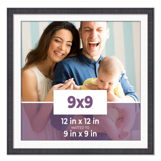 9x9 Frame Mahogany With White Picture Mat For 9x9 Photo - Mahogany ...