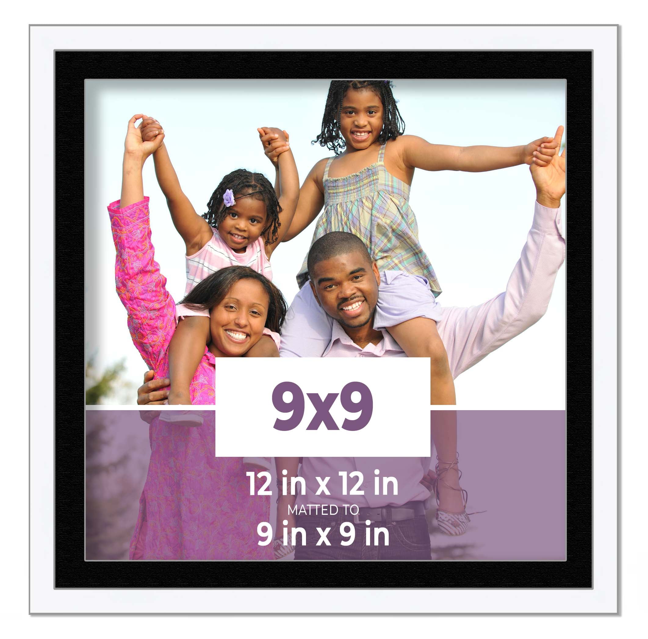 9x9 Frame White With Black Picture Mat For 9x9 Photo - White 12x12 ...