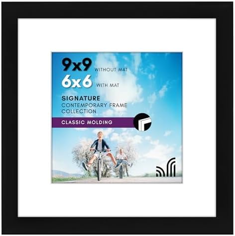 9x9 Picture Frame with Shatter-Resistant Glass - Use as 6x6 Frame with ...