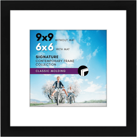 9x9 Picture Frame with Shatter-Resistant Glass - Use as 6x6 Frame with ...