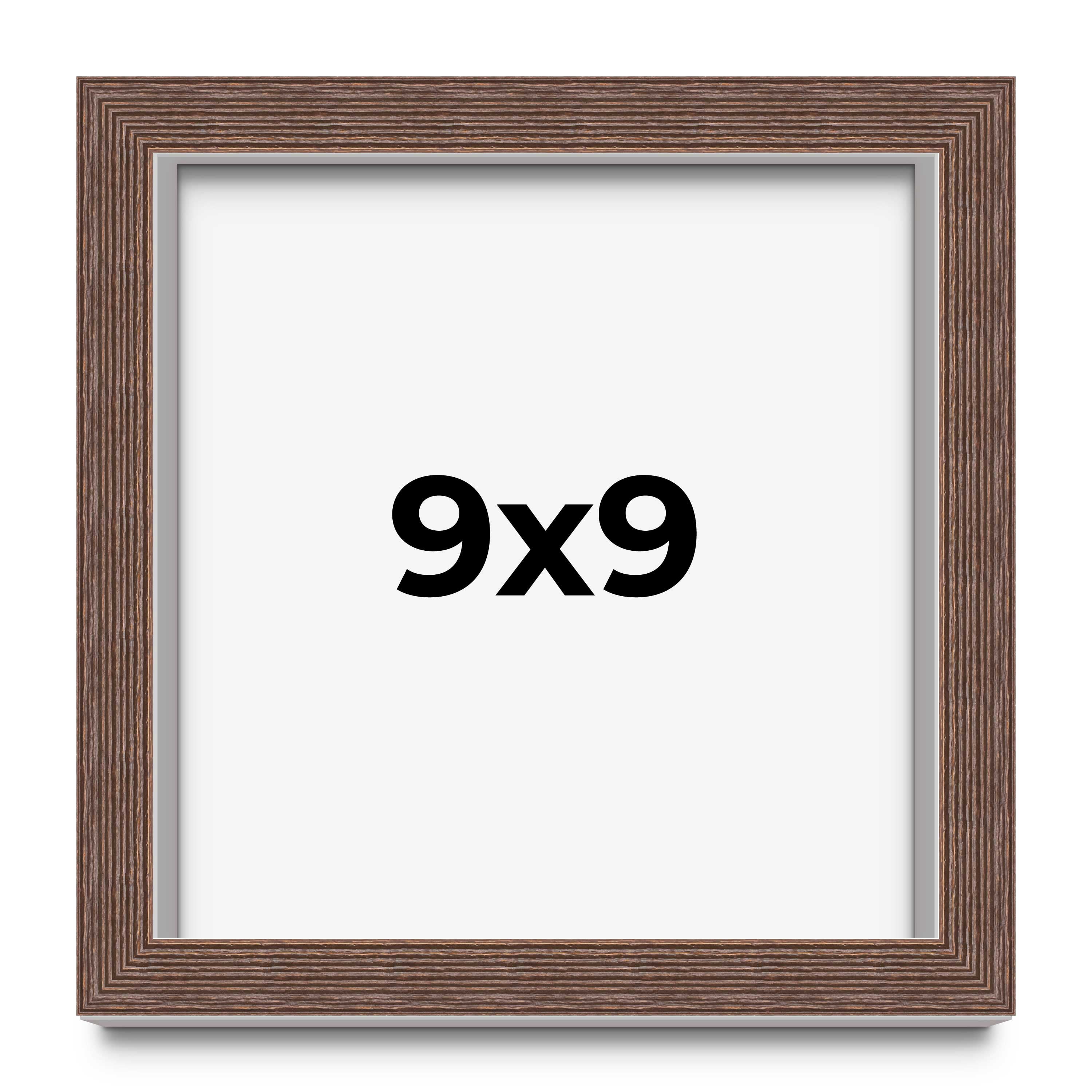 9x9 Shadow Box Frame Brown | 1.125 inches Deep Real Wood Rustic ...