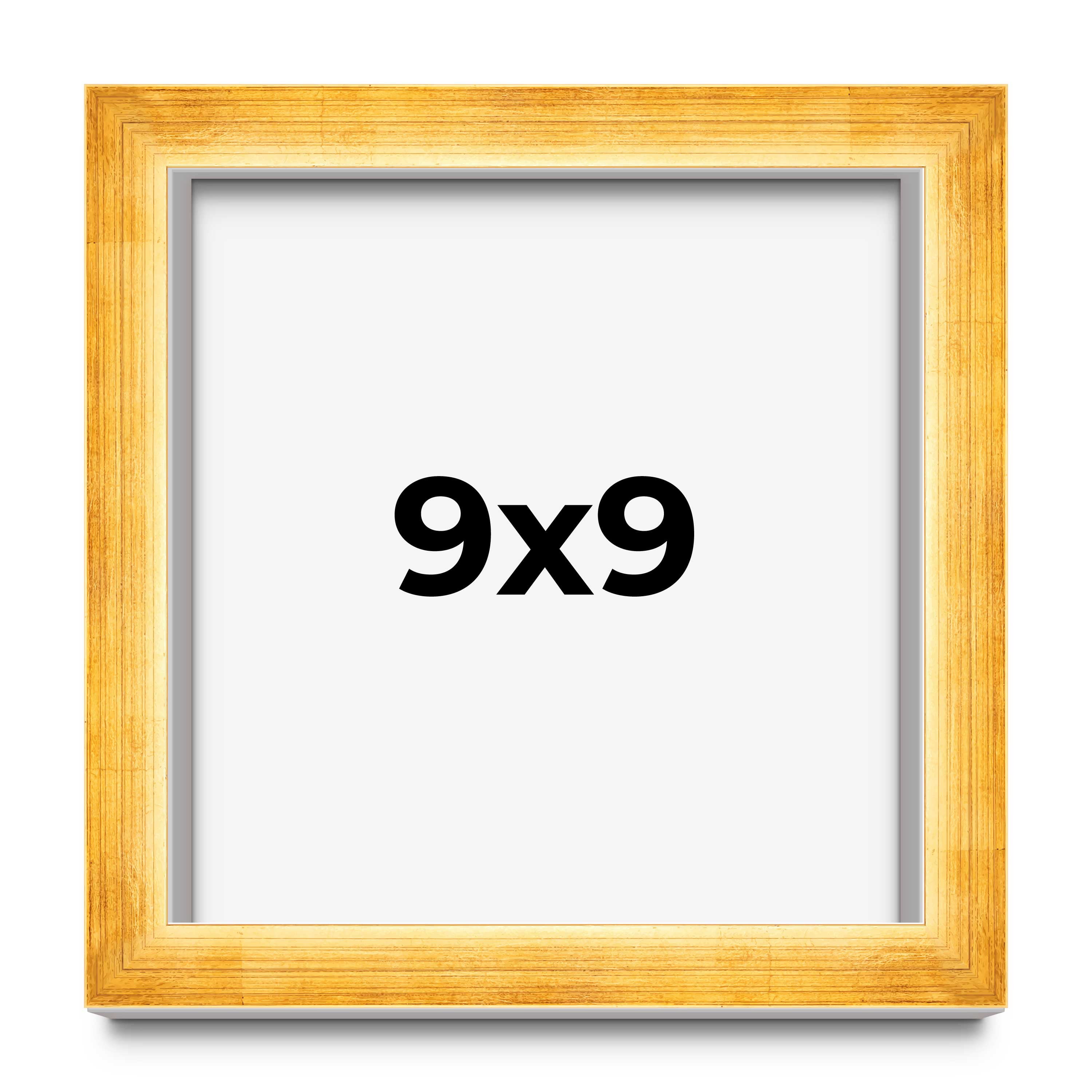 9x9 Shadow Box Frame Gold | 1.625 Inches Deep Real Wood Traditional ...