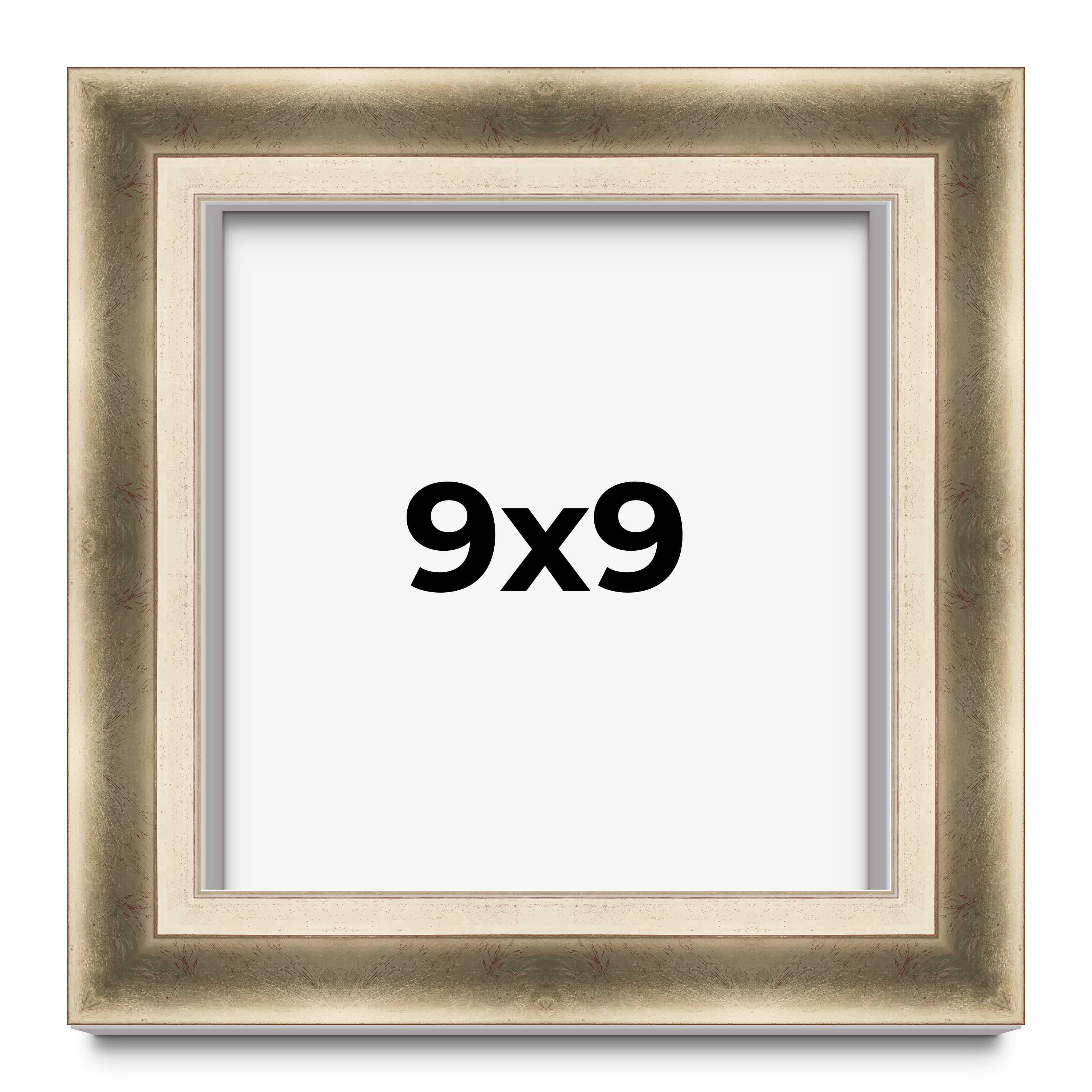 9x9 Shadow Box Frame Silver | 1.75 inches Deep Real Wood Traditional ...