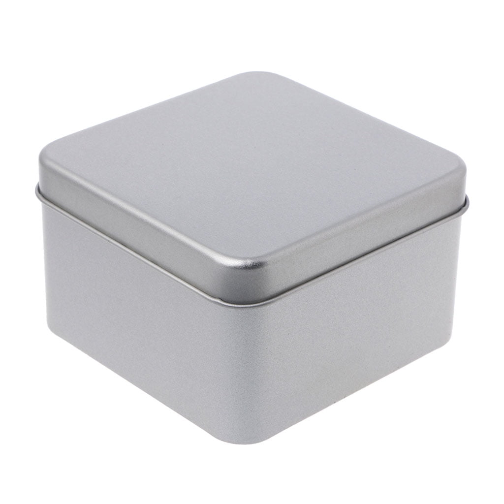 9x9cm Small Metal Tin Silver Storage Box for Case For Money Coin Candy ...