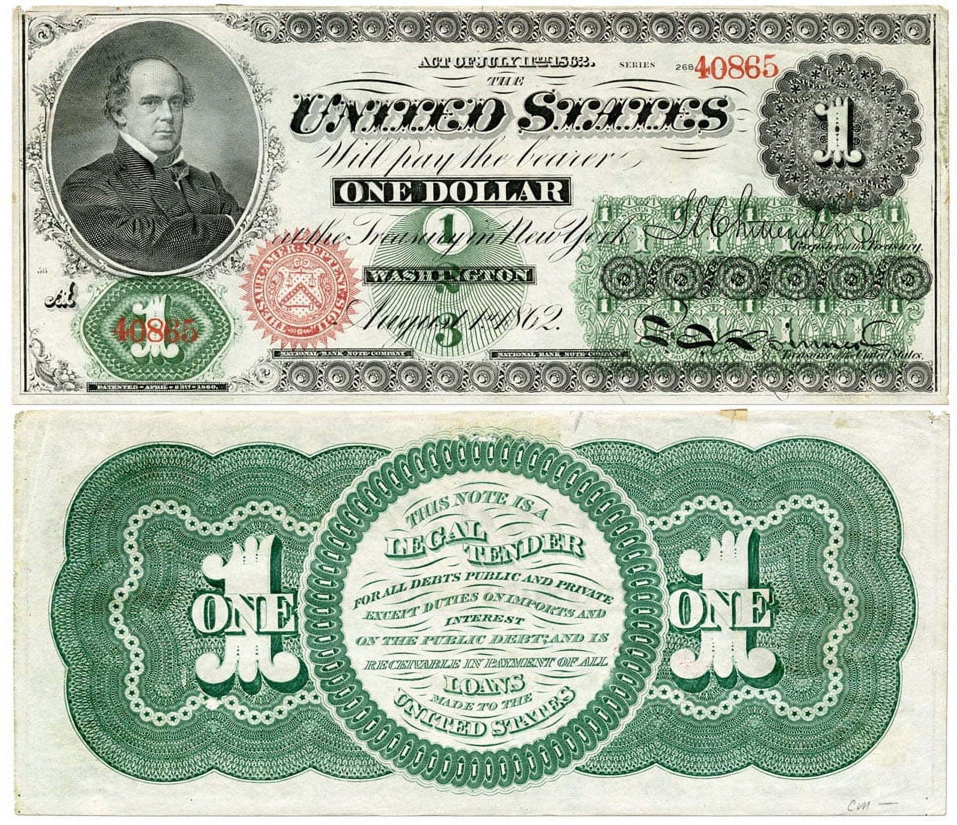 A $1 Legal Tender Note from the Series 1862-1863 greenback issue ...