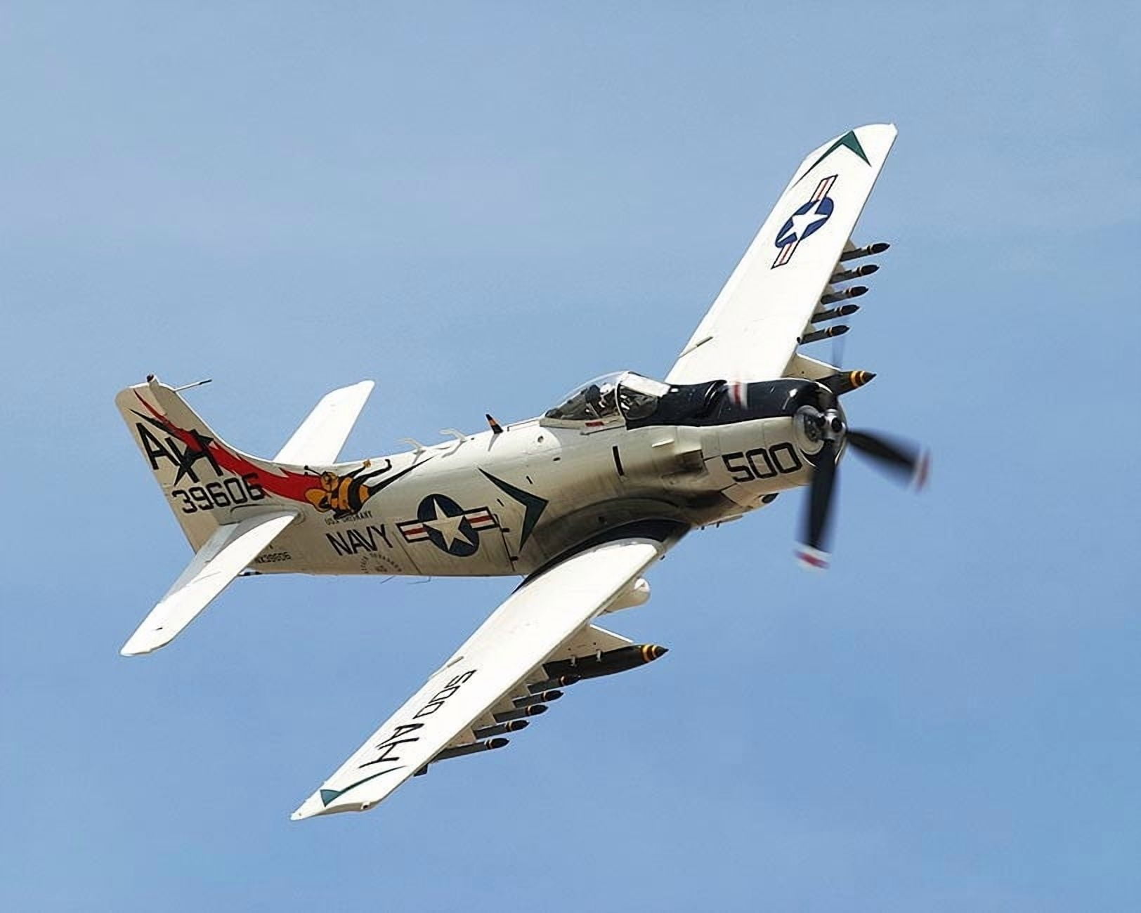 A-1 Skyraider Aircraft Banking - 20x30 Inch Glossy Laminated Aviation ...