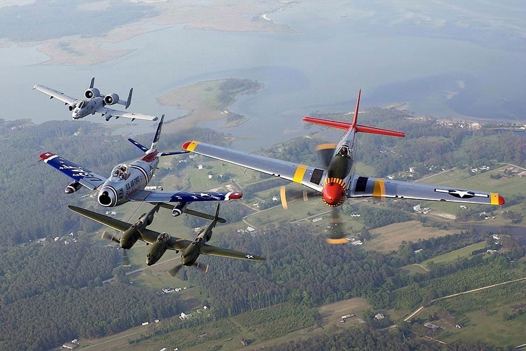 A-10, F-86, P-38 & P-51 Fighters Formation Style -1 - 20x30 Inch ...
