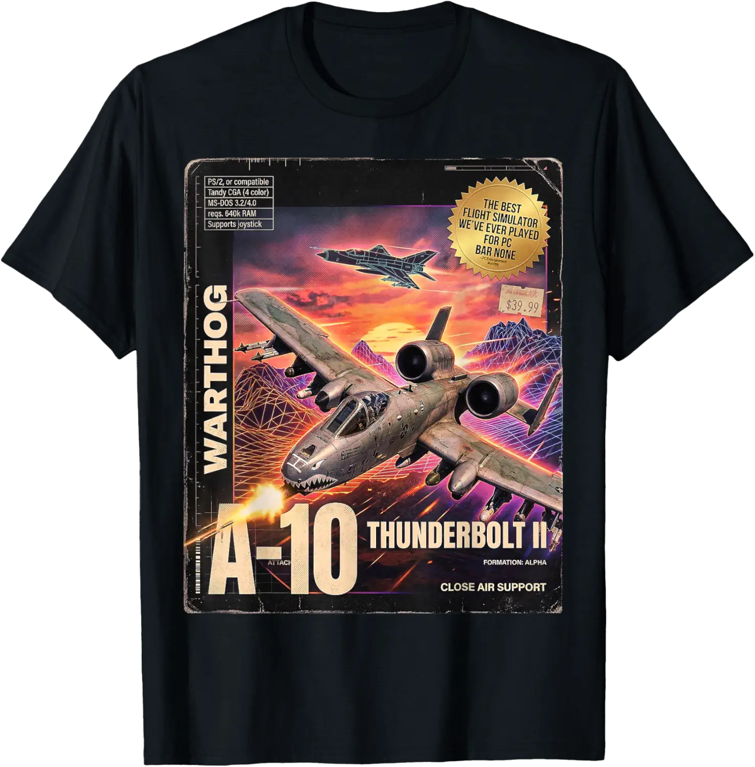 A-10 Warthog Fictional Pc Game Box Front And Back Y2K Style T-Shirt ...