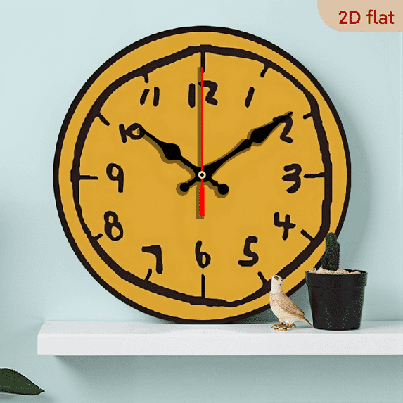 A 10-inch wall-mounted clock, featuring a hand-drawn childlike theme ...