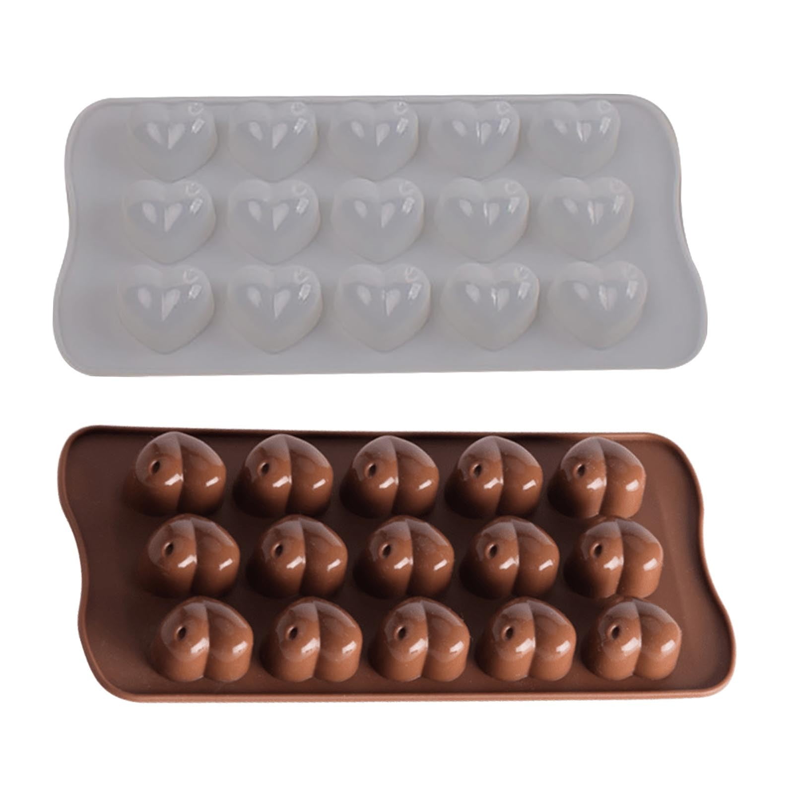 A 15 Cavity Silicone Heart Chocolate Candy Mold For Baking Cake ...