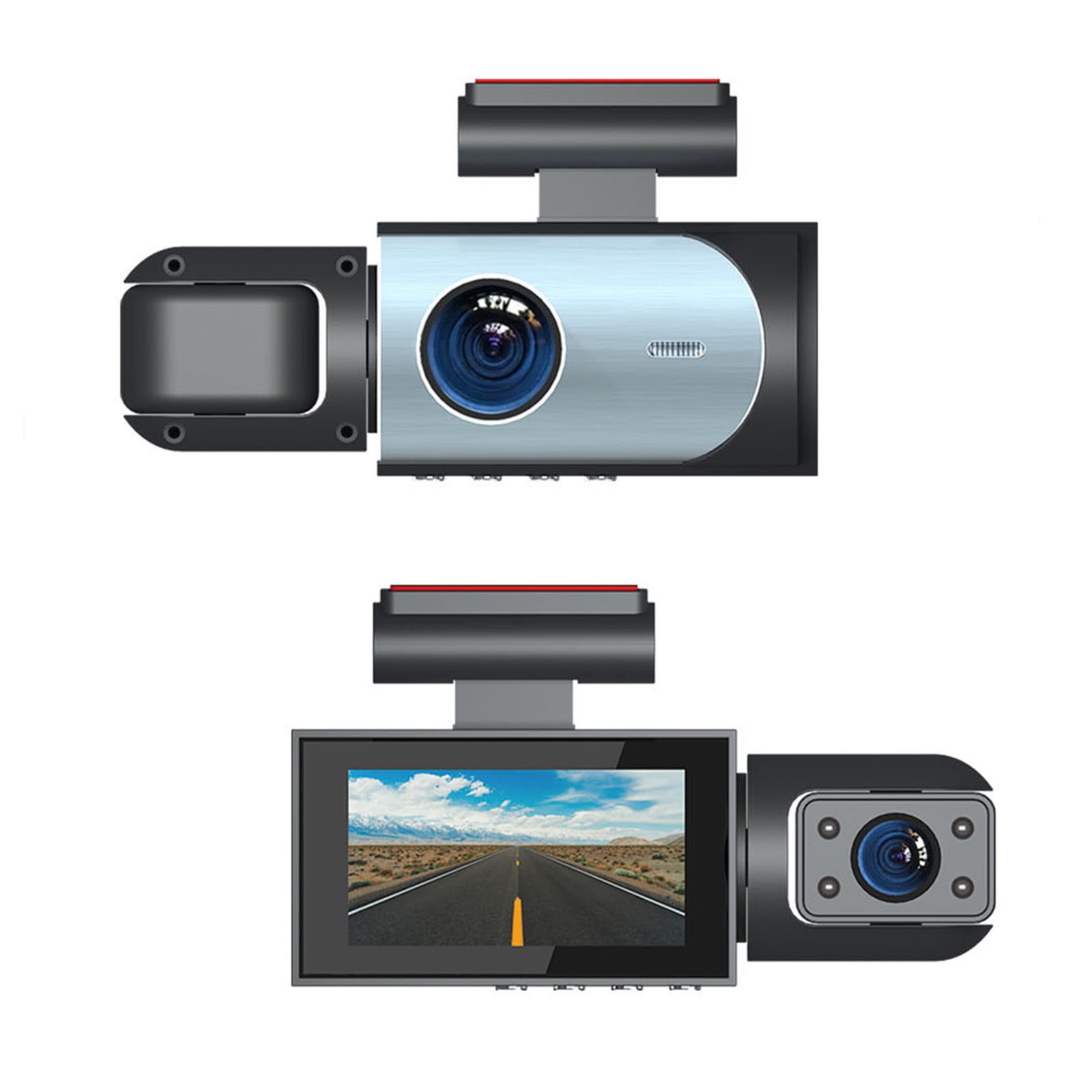 A 2 Channel Dash Cam Front And Inside Recorder 1.97Inch 1080P Hd Night ...