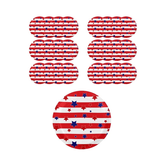 A 25-Count Patriotic Paper Plates Set With American Flag Theme ...