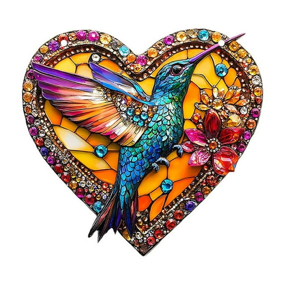 A 2D Flat Hanging Ornament With Heart Shape, Bird Motif And Acrylic ...