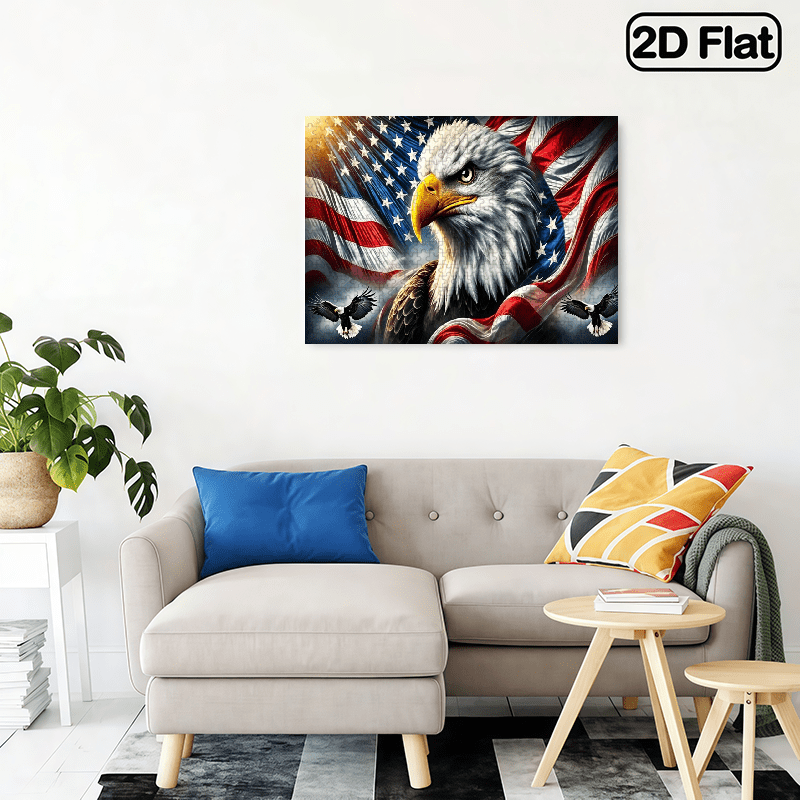 A 2D flat horizontal 500 - piece puzzle of an American flag with an ...