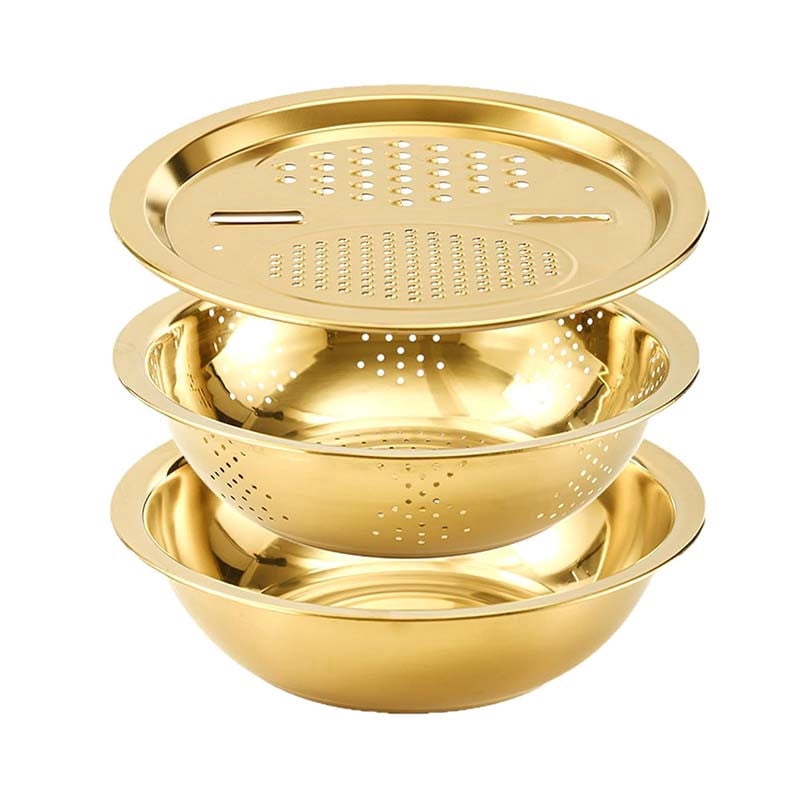 A 3-In-1 Stainless Steel Colander And Grater Set With Bowl For ...