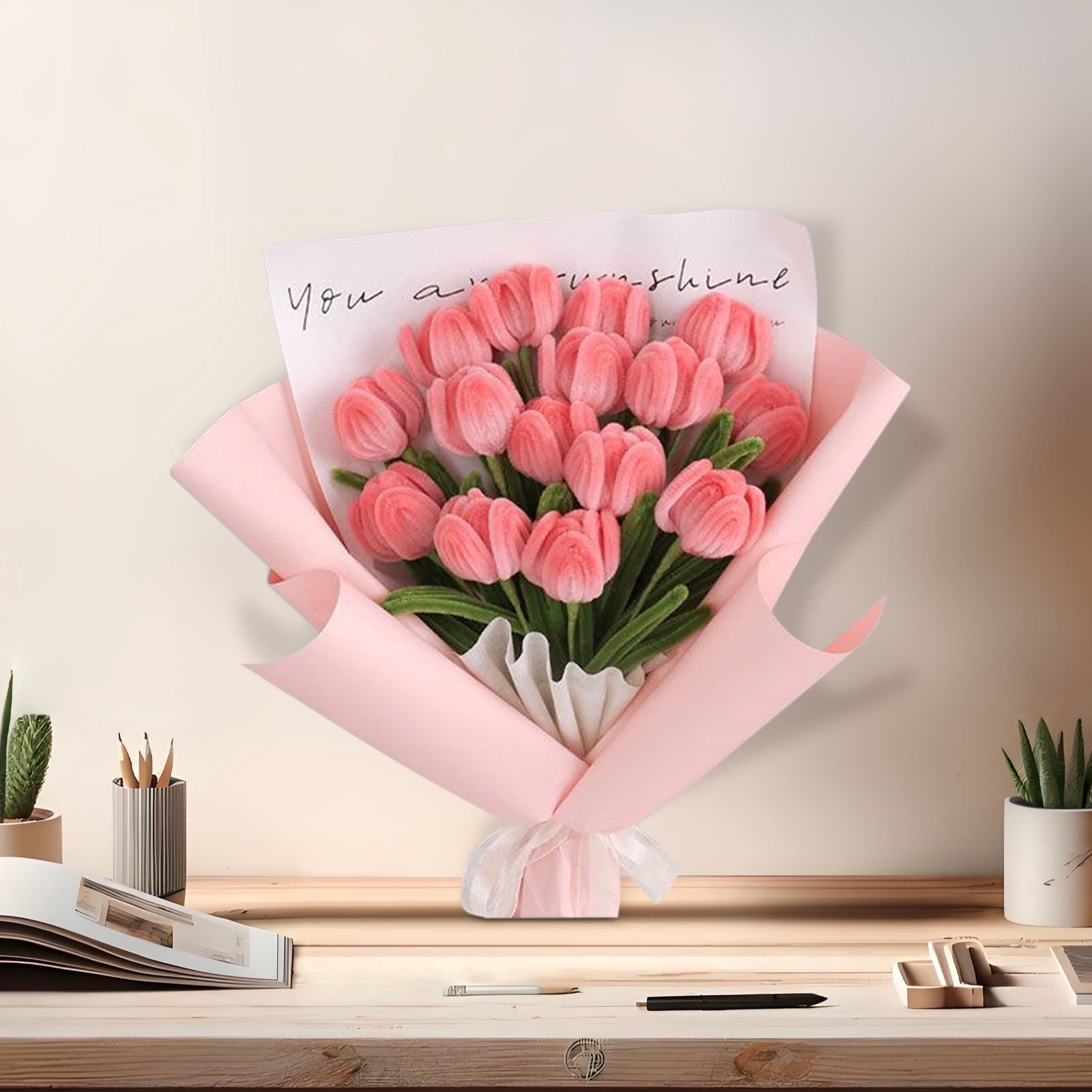 A 30 Pieces Handmade DIY Twisted Stick Bouquet Tulips Homemade Flower ...