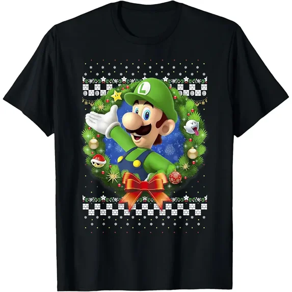 A 3D Style Green Hero Holiday Wreath A Video Game Vibe Unisex T-Shirt ...