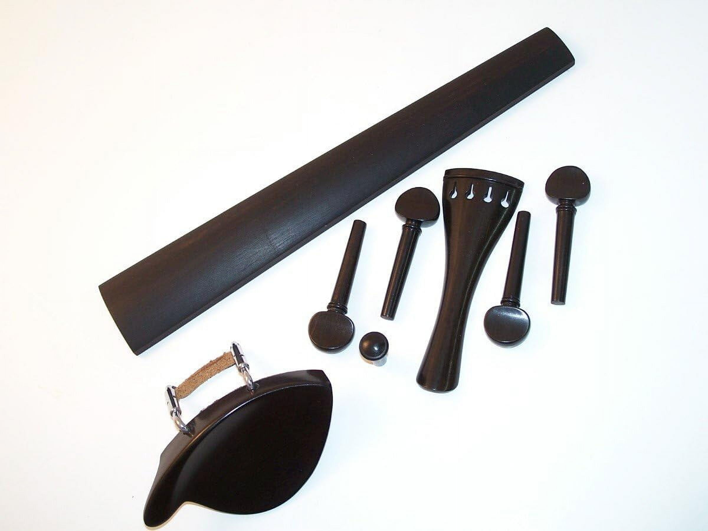 A 4/4 Violin Polished Ebony Parts: Dresden Chinrest, 4 Pegs, Endpin ...