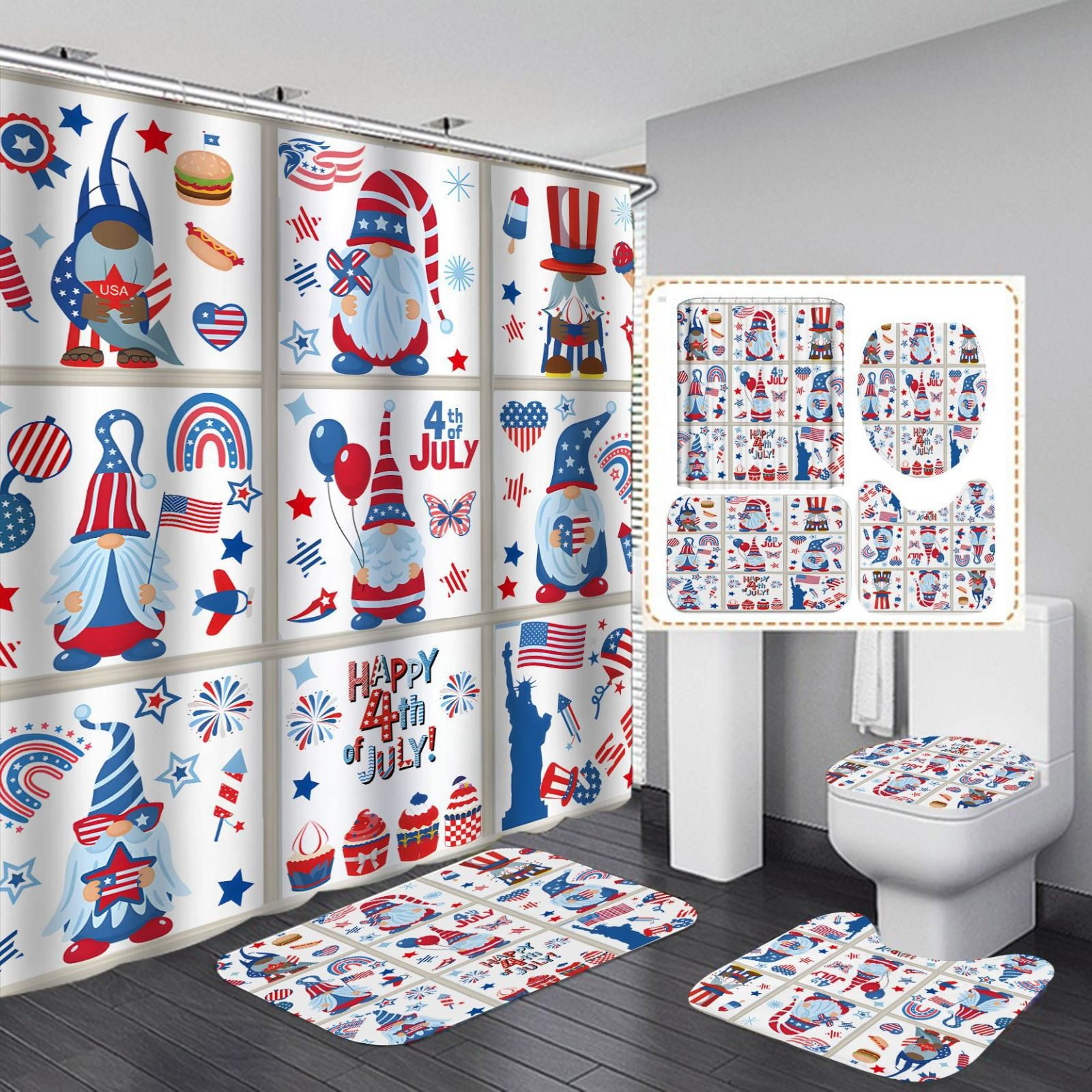 A 4-piece set of St. Patrick's Festival-style bathroom curtains St. Day ...