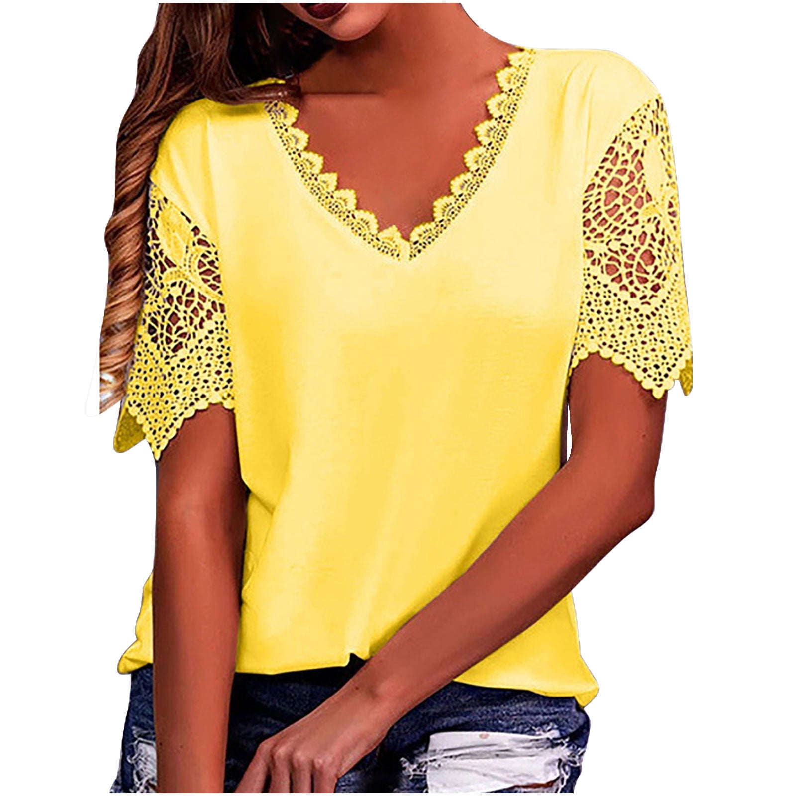 A-451 Mustard Yellow Brunch Tops for Juniors Summer Fall Short Sleeve ...